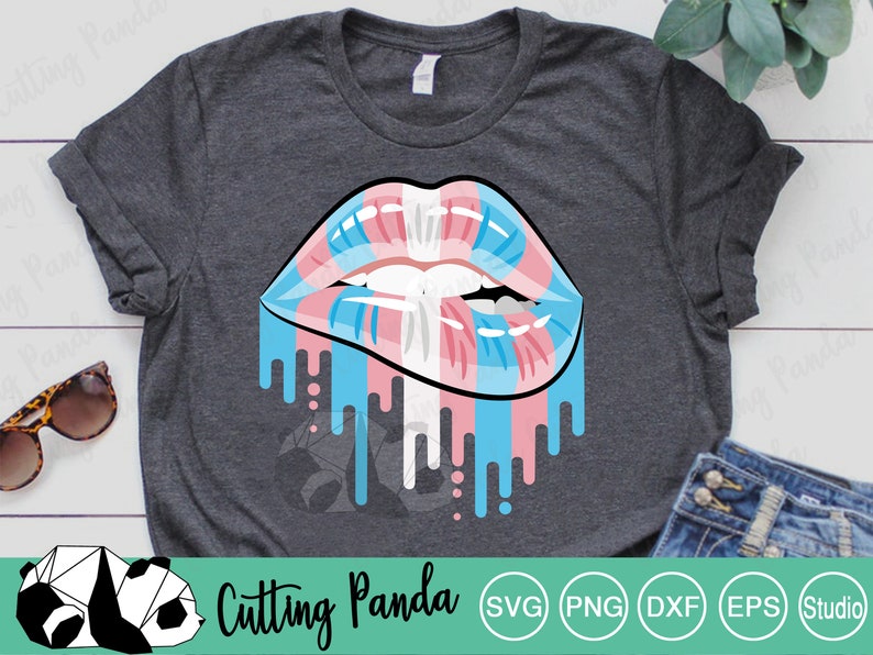 Transgender Flag LGBTQ Pride Transgender Drip Lips SVG - Etsy