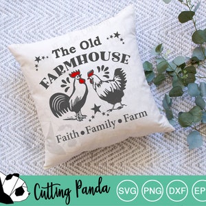 Farmhouse SVG, Old Farmhouse SVG, Farmhouse Roosters and Chickens Svg ...