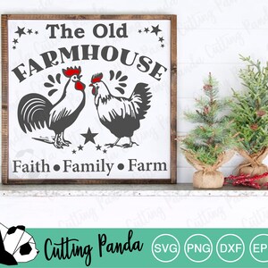 Farmhouse SVG, Old Farmhouse SVG, Farmhouse Roosters and Chickens Svg ...