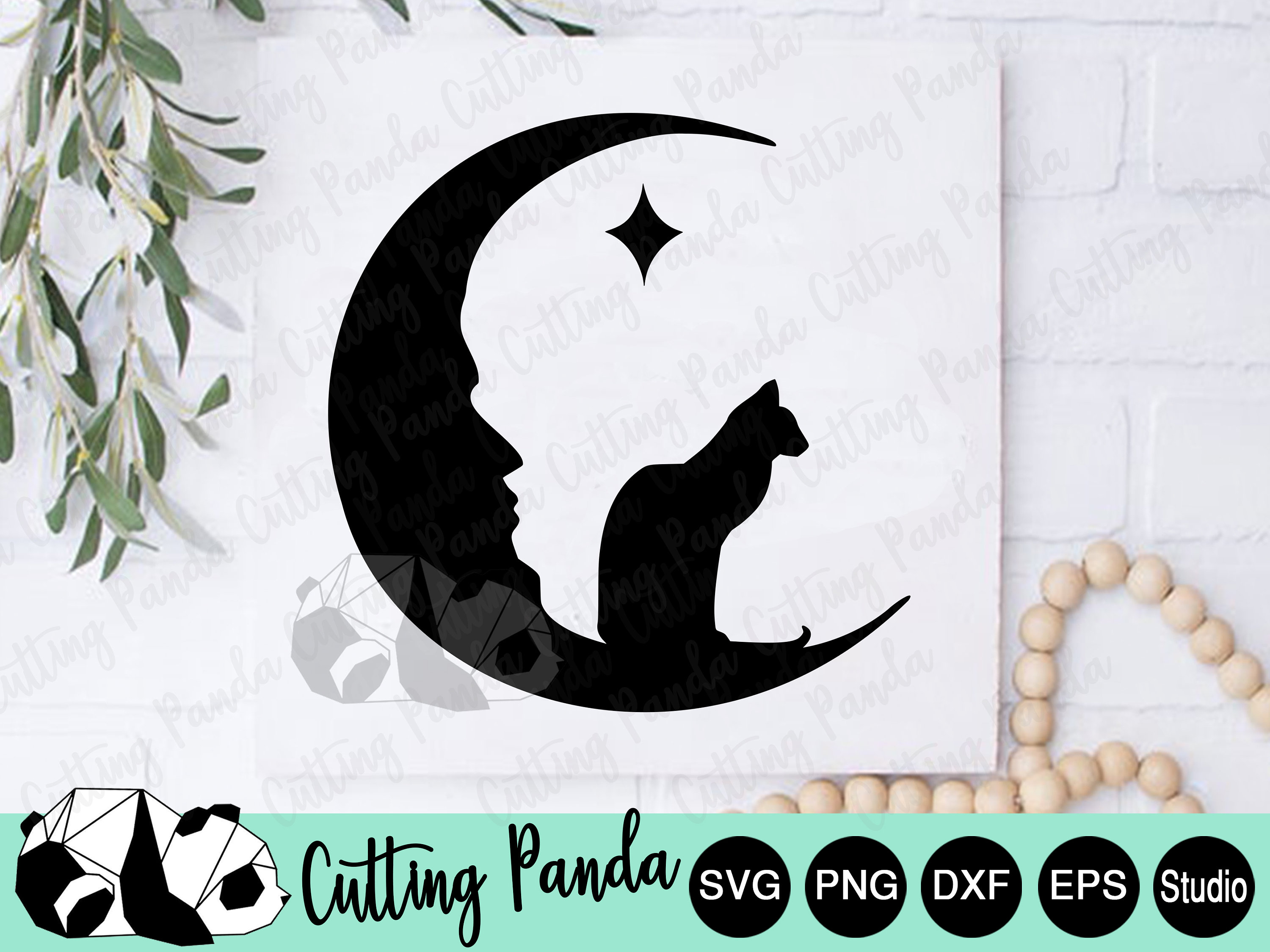 Bundle CAT and MOON SVG Files. Cat and Moon Stencil. Cat Svg - Etsy