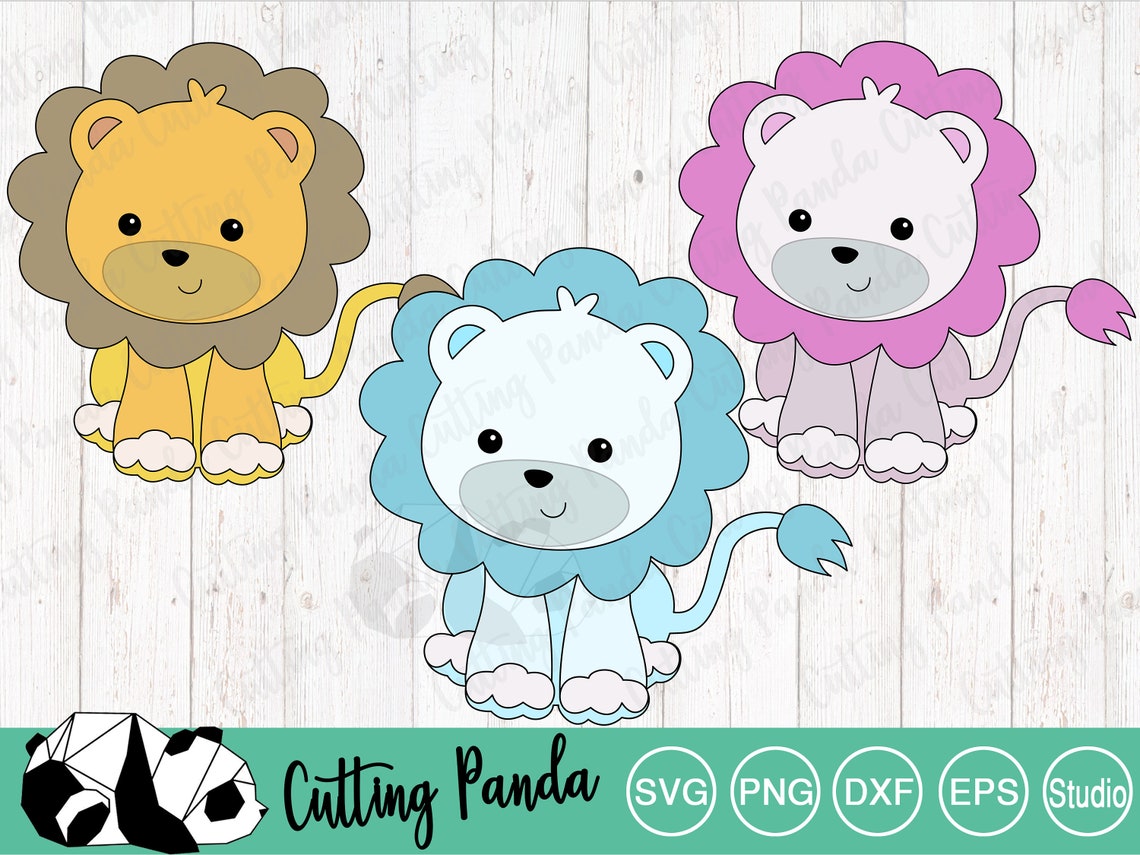 3 SVG Files With Cute Baby LION SVG Cut File for Cricut and - Etsy