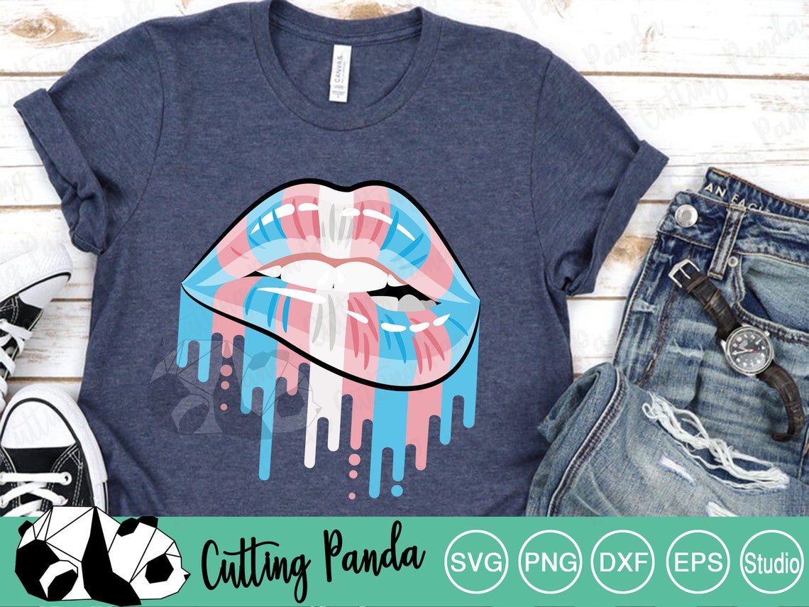 Transgender Flag LGBTQ Pride Transgender Drip Lips SVG - Etsy
