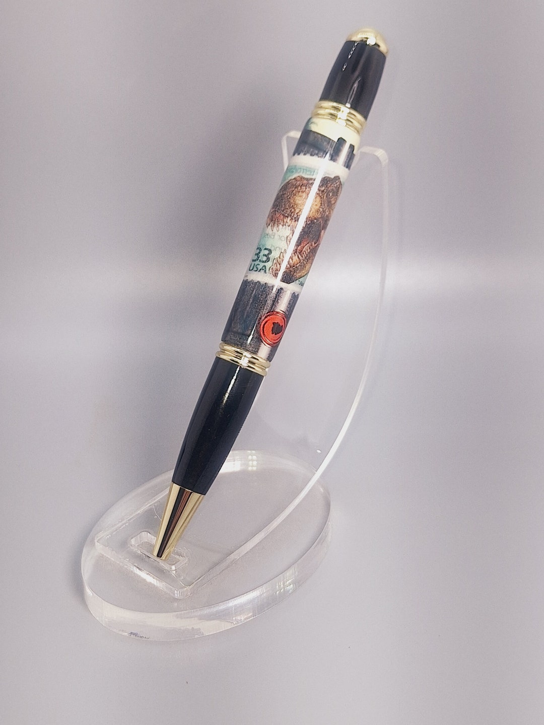 Twist Style Ballpoint Pen Jurassic Park Stamp With a Piece of Wood From ...