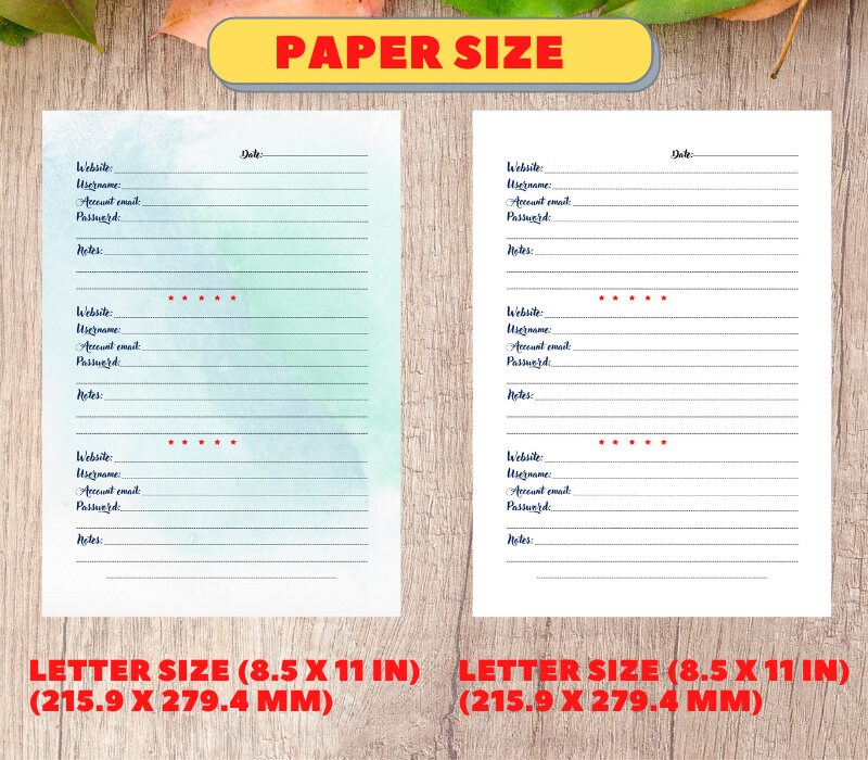 Printable Log Planner Printable Log Book Password Organizer | Etsy Canada