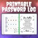 Printable Password Book, Password Log Book, Password Organizer ...
