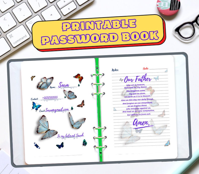 Printable Password Book, Password Log Book, Password Organizer ...