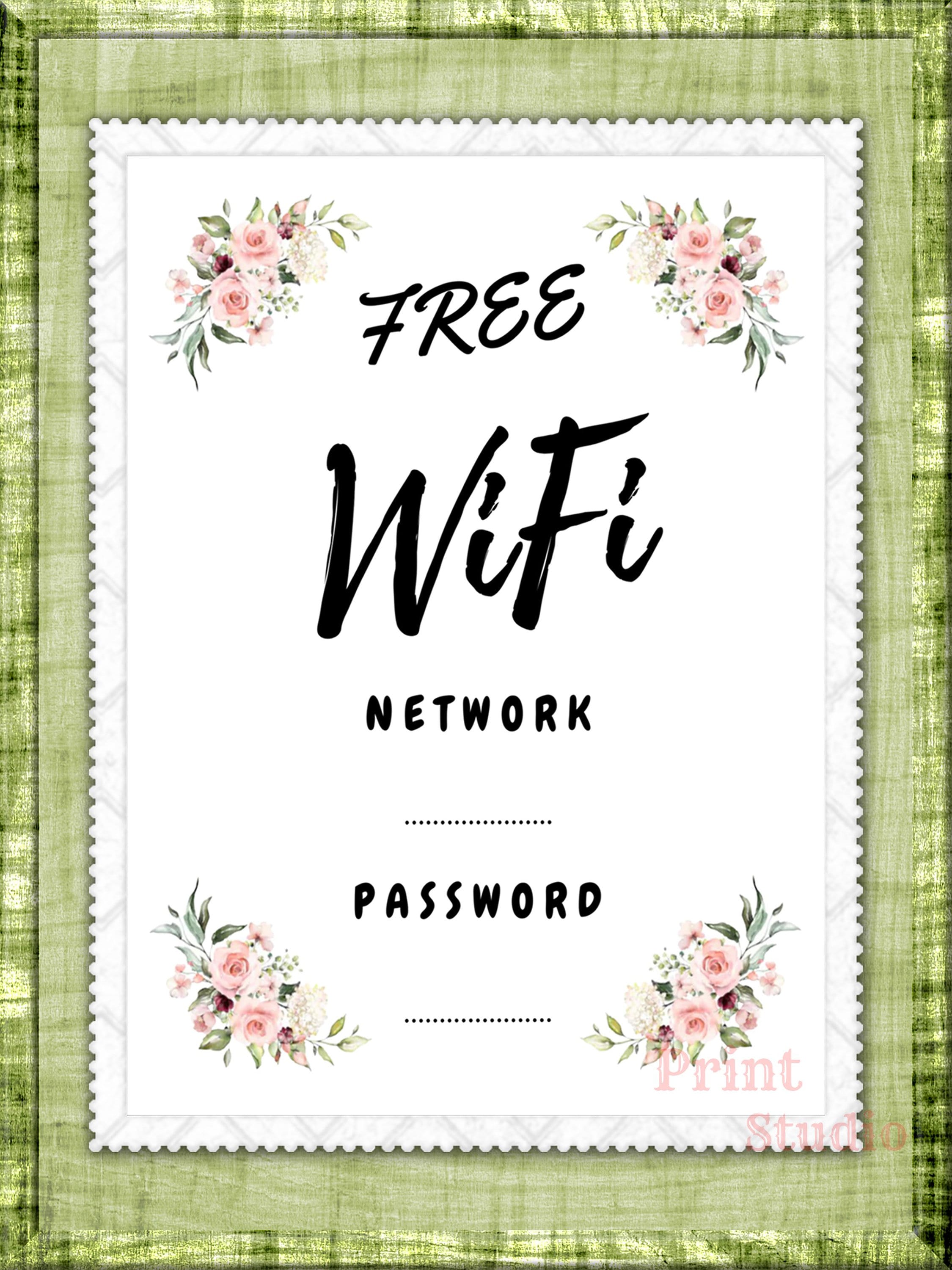 Free Wifi, Wifi Sign, Wifi Password, Printable Wifi, Internet Password ...