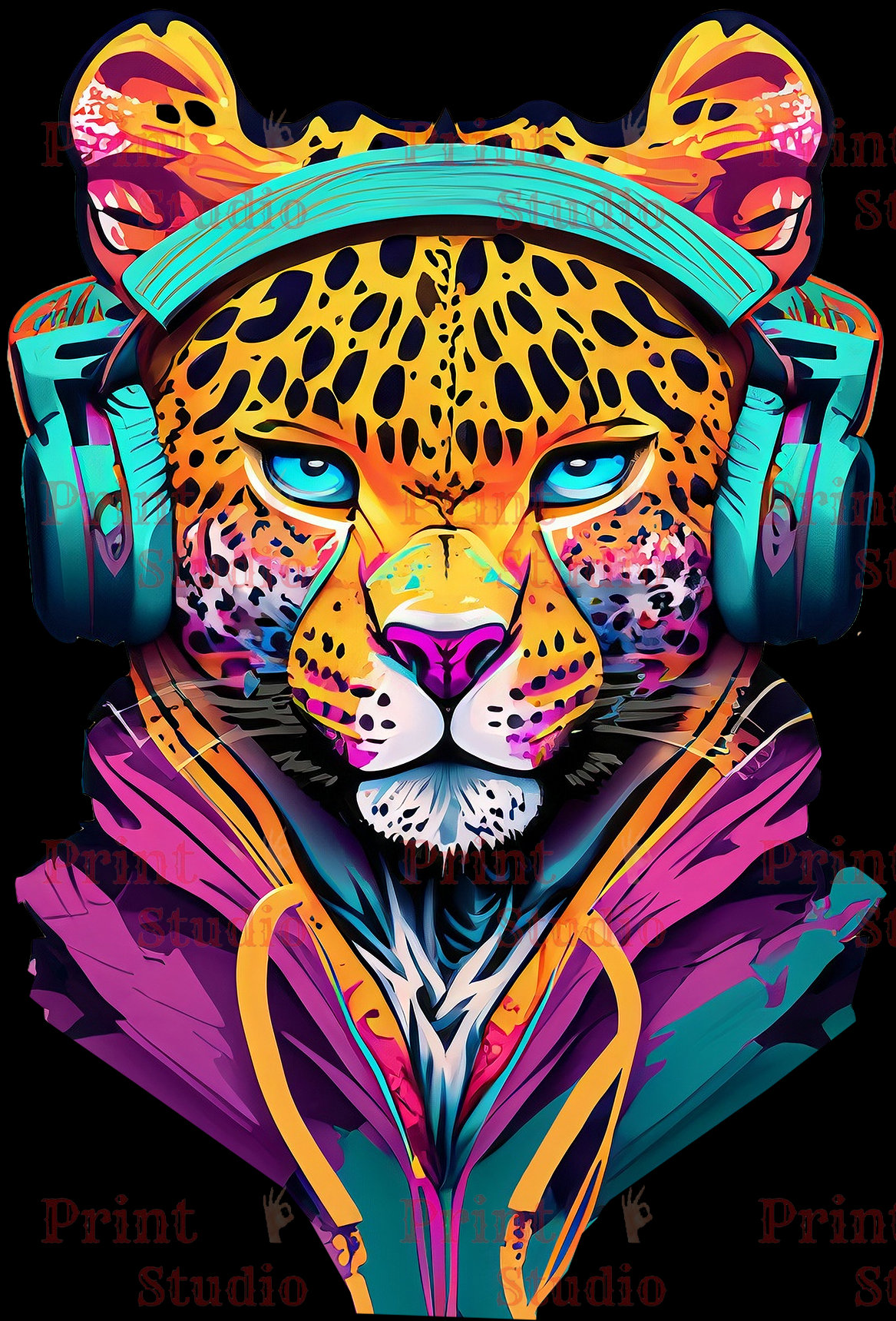 Leopard SVG, Musical Leopard in Headphones, Leopard Head Cut File ...