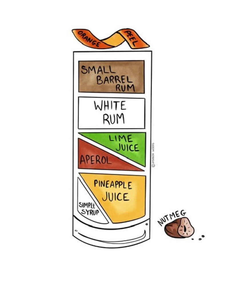 Rum Cocktail Drawing Infographic - Etsy