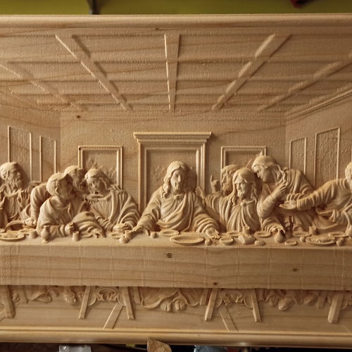 Last Supper Carved Solid Wood Plaque Wall Decoration Baptism - Etsy
