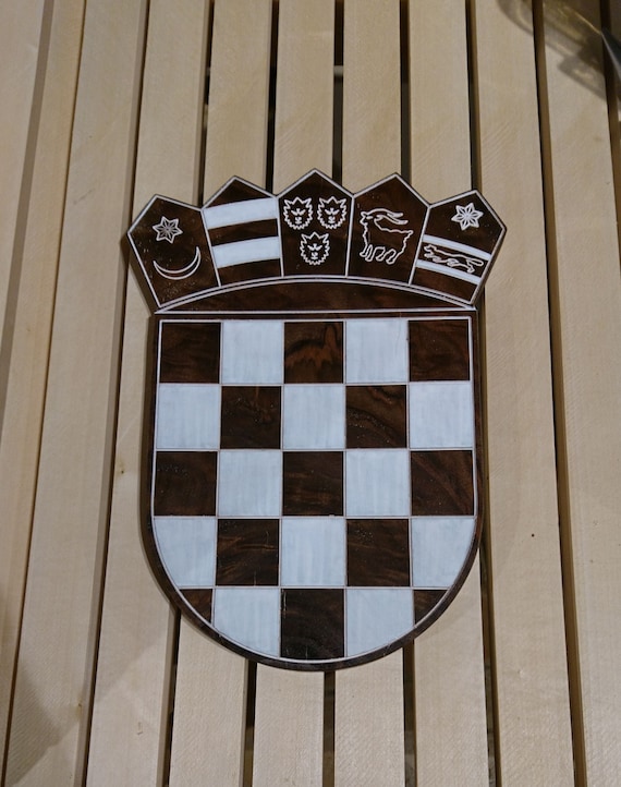 Croatian coat of arms Hrvatski grb black walnut | Etsy