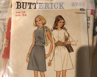 1970s Shaped Waist Dress Pattern Butterick 5747 Size 8 - Etsy