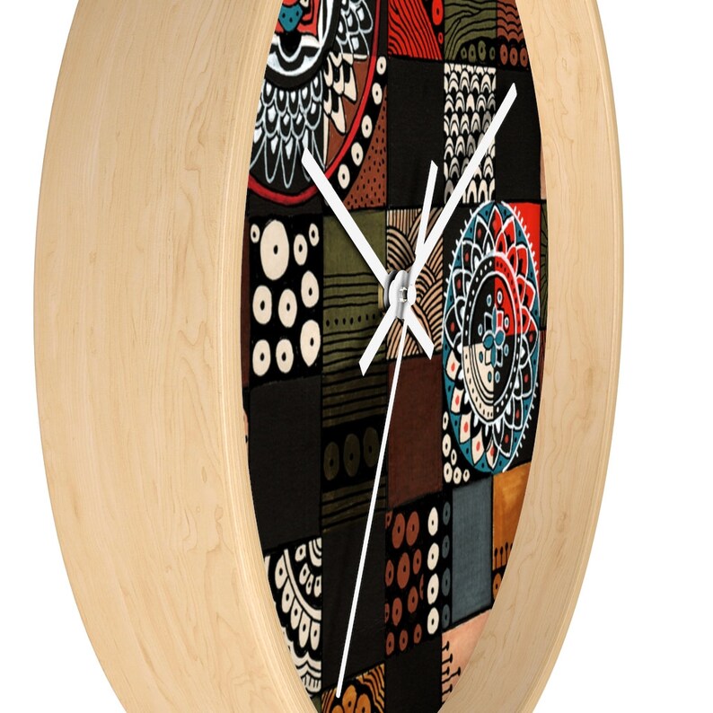 Mandala round Wall clock 10 Colorful abstract clock | Etsy