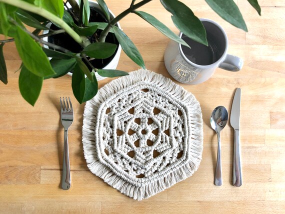 Macrame doily Macrame placemat Boho inspired table decor Handmade ...