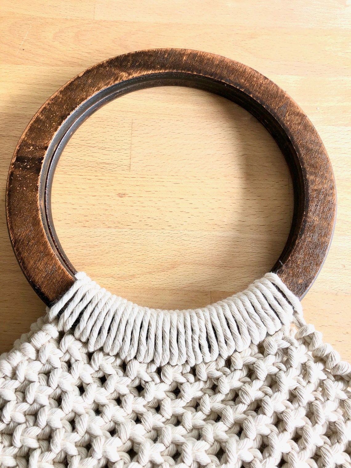 Macrame Tote Bag With Wooden Handles Macrame Handbag - Etsy