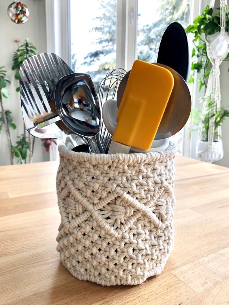 Macrame Basket Macrame Plant Pot Cozy Boho Inspired Home | Etsy