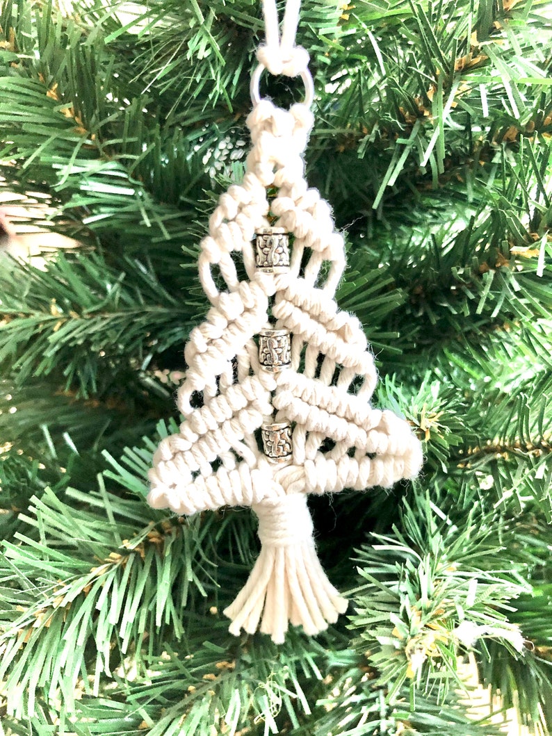 Macrame holiday tree ornament small Macrame Christmas tree | Etsy