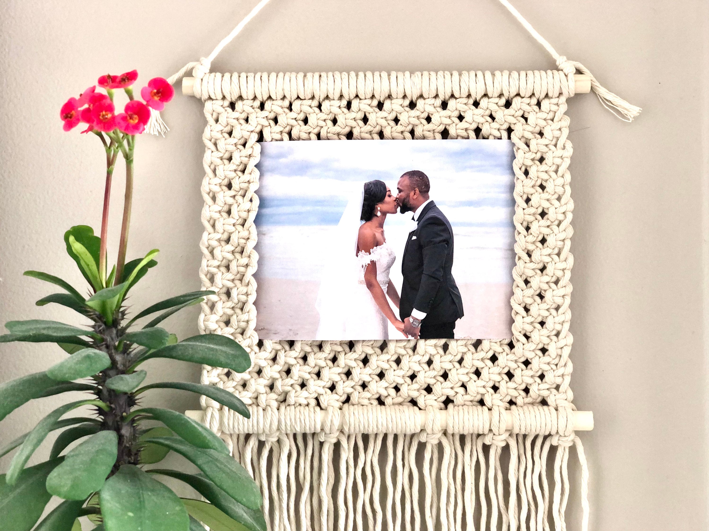 Macrame Photo Frame 4 X 6 Landscape Frame Boho Inspired - Etsy