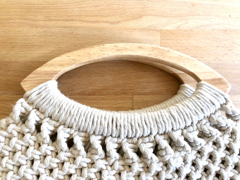 Macrame Handbag With Natural Wooden Handles Macrame Clutch - Etsy