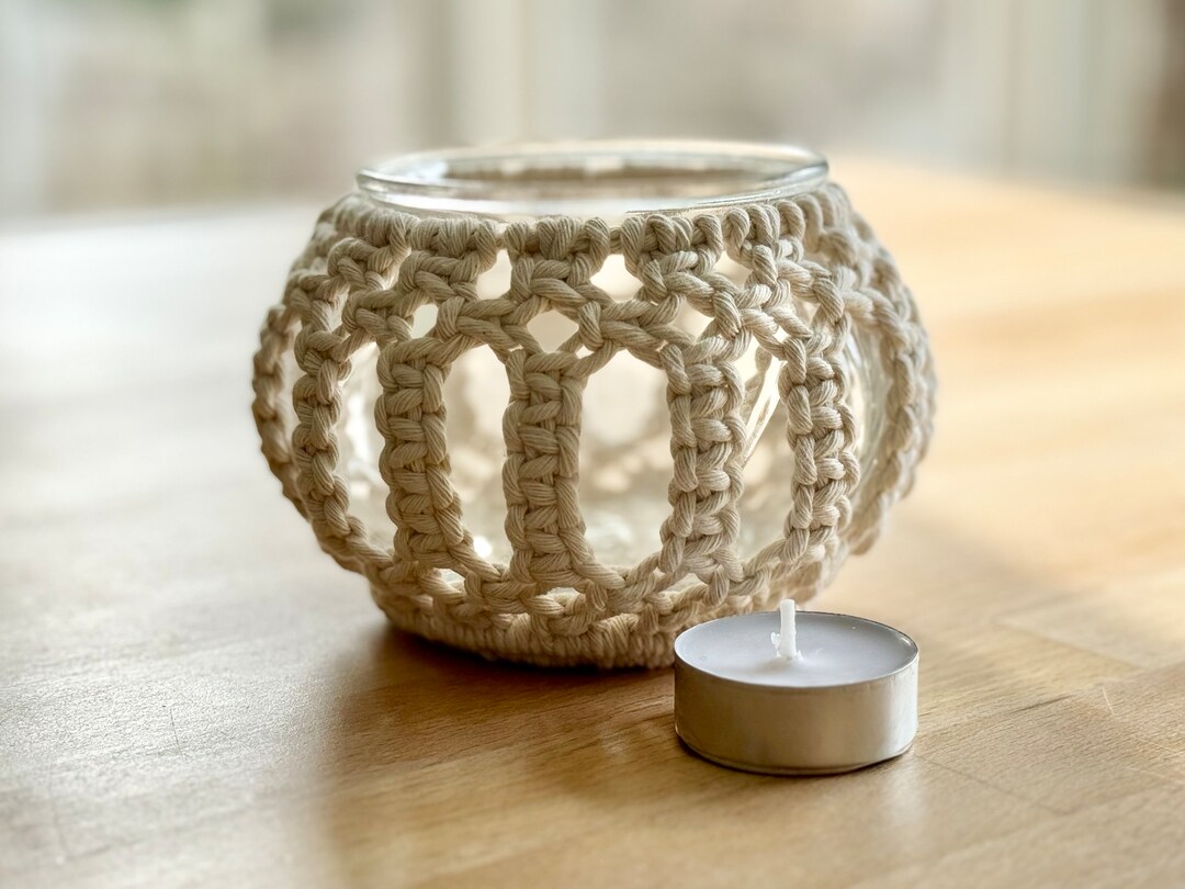 Handmade Macrame Covered Tea Light Holder: Boho Home Decor - Etsy