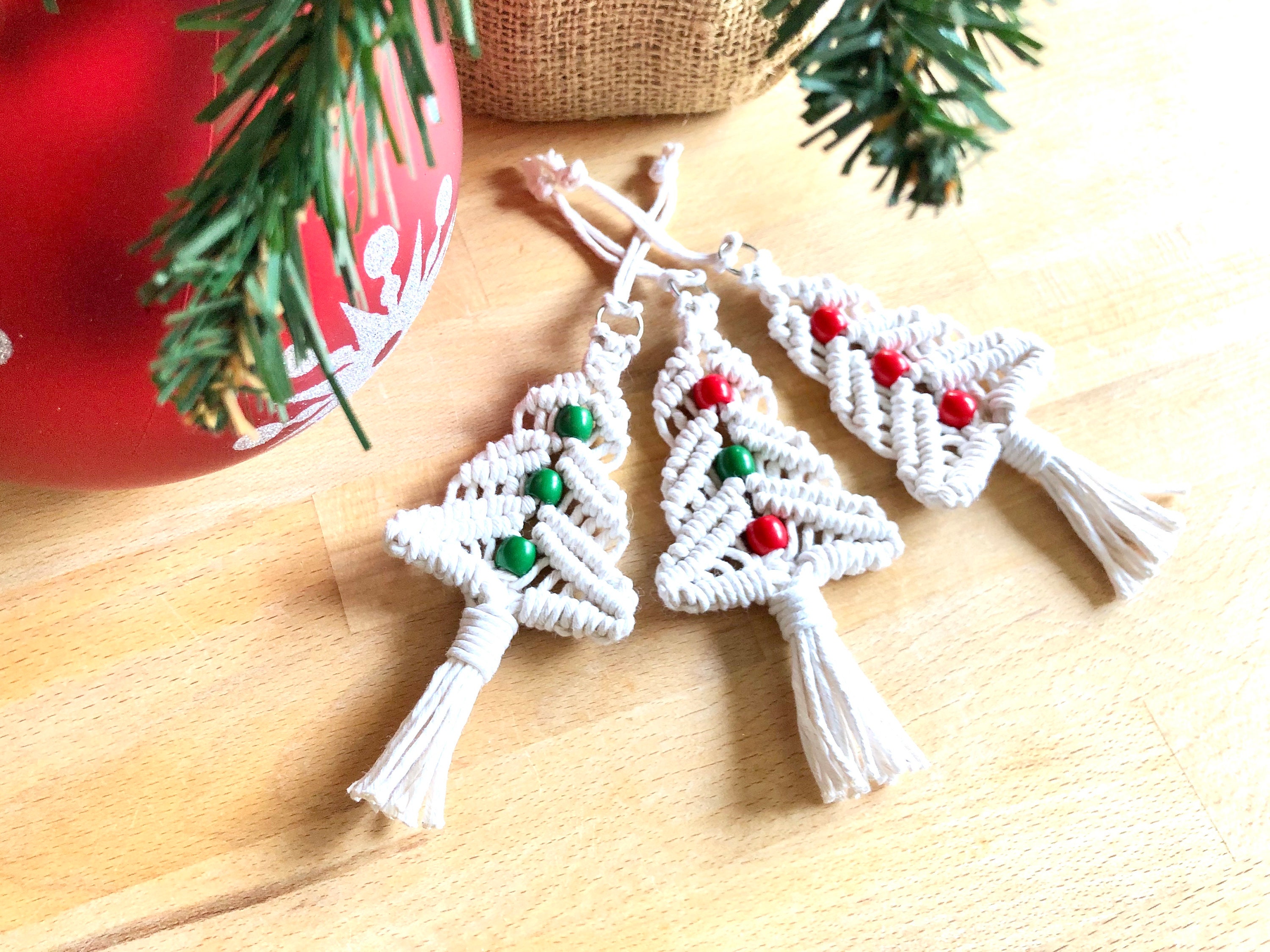 Macrame Holiday Tree Ornament small Macrame Christmas Tree - Etsy
