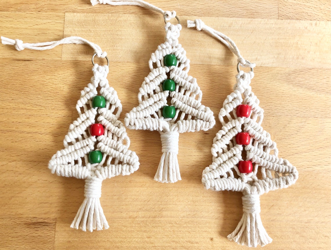 Macrame Holiday Tree Ornament small Macrame Christmas Tree - Etsy