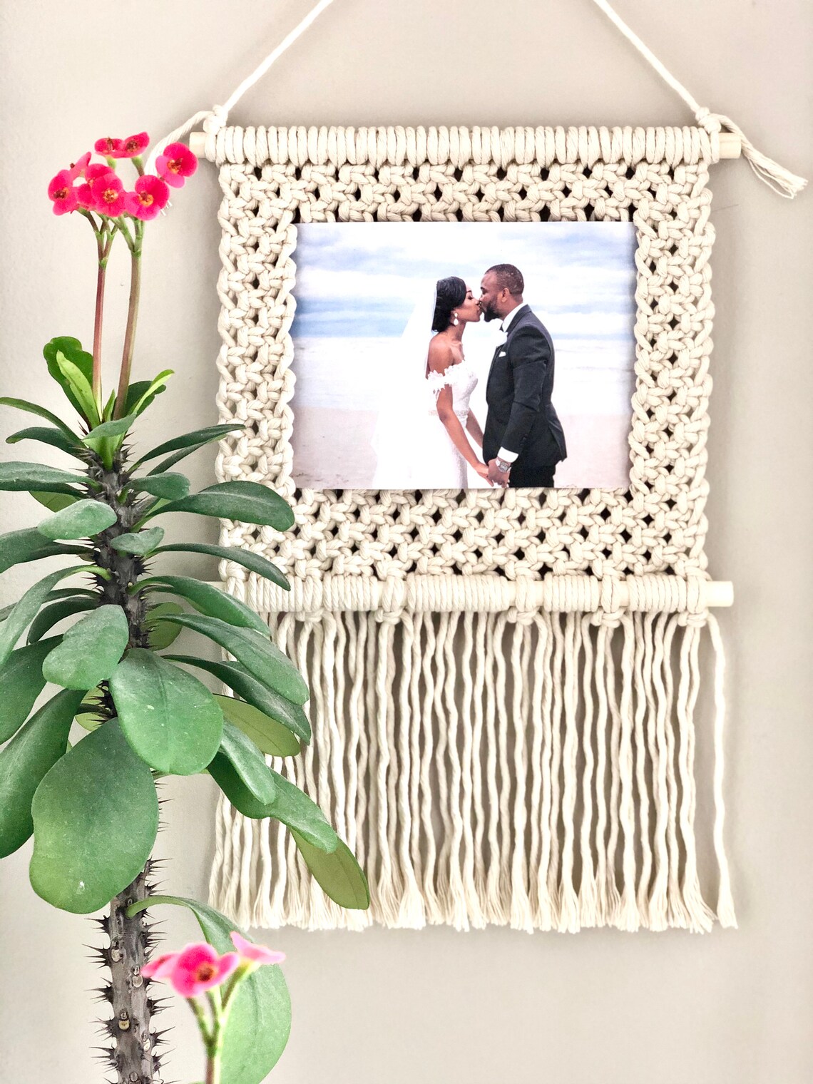 Macrame Photo Frame 4 X 6 Landscape Frame Boho Inspired - Etsy