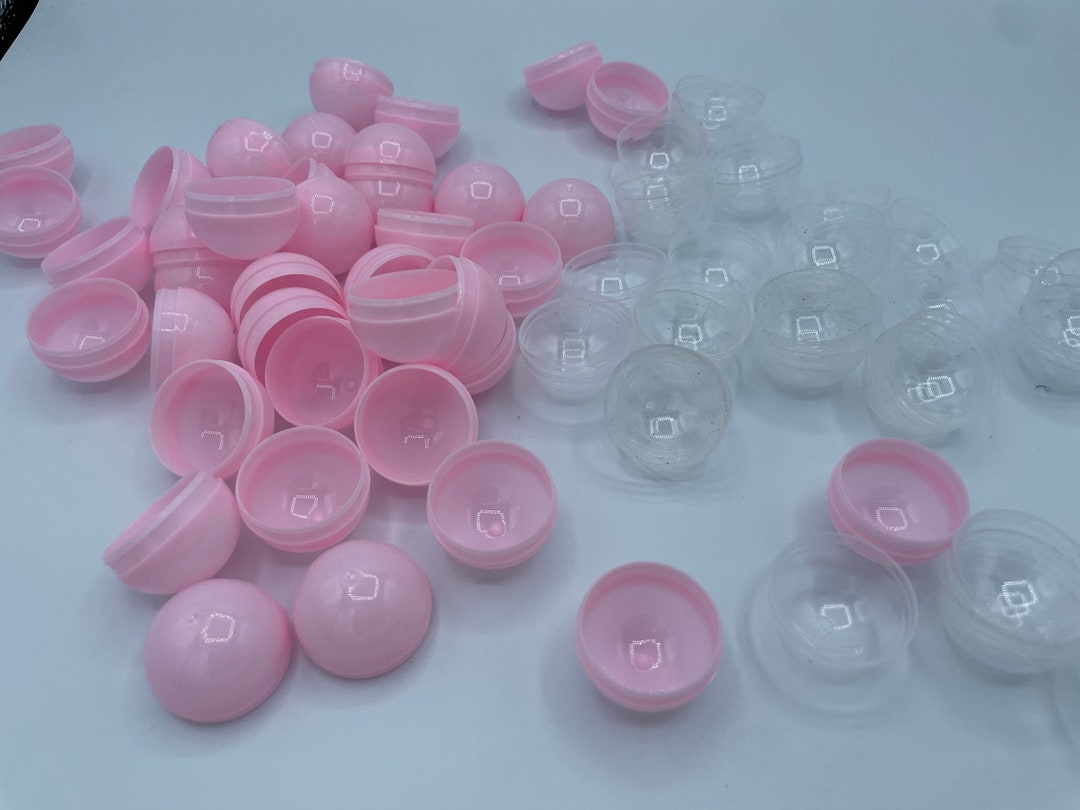 Empty Clear-lightpink Colored Round Capsules 1.1 Inch Bulk Pink Half ...