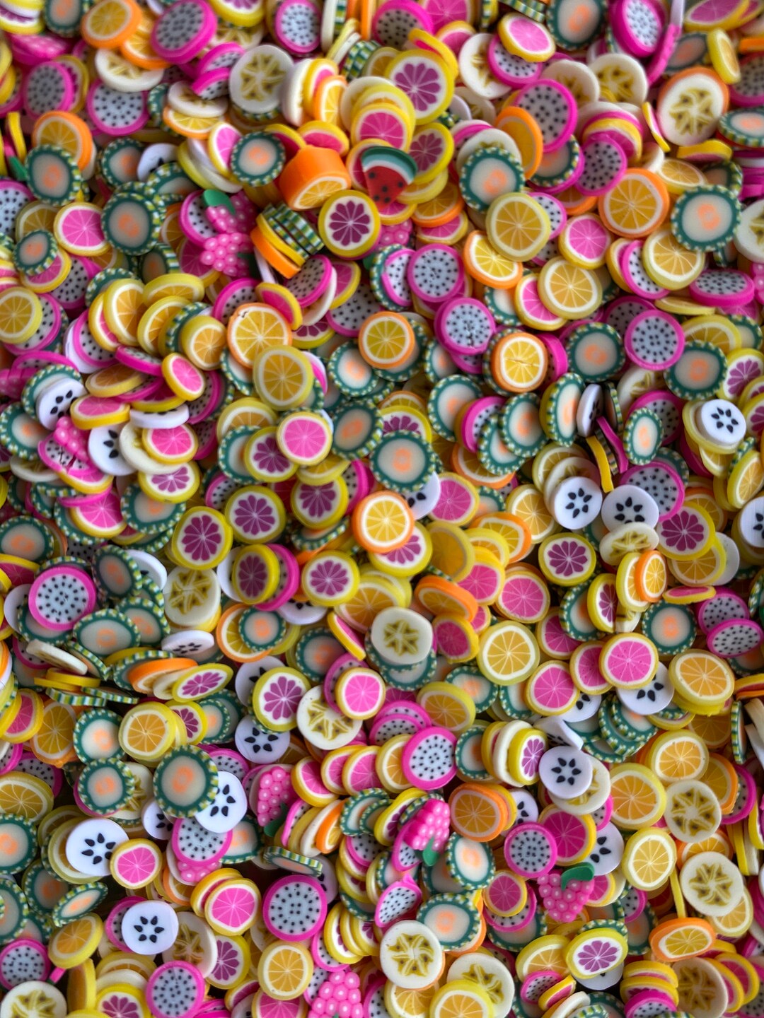 5g/10g/20g Mixed Color Fruits Polymer Clay Slices Exotic Fruits Slices ...