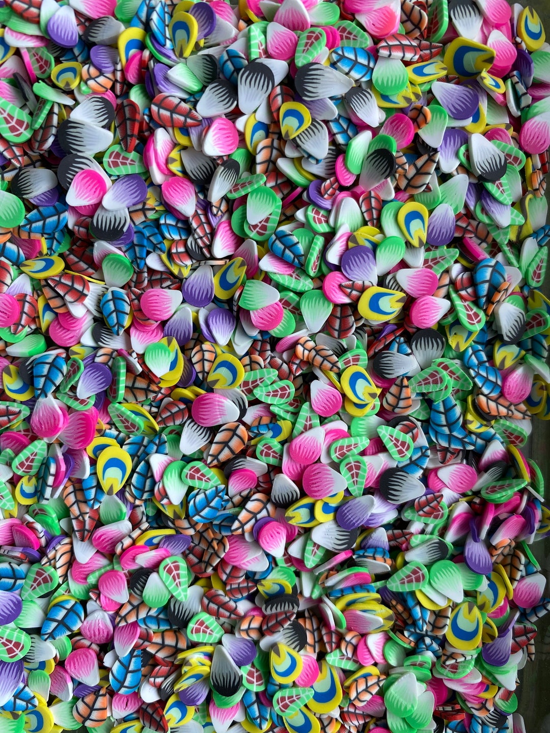 5g/10g/20g Mixed Color Feather Polymer Clay Slices, Fimo Feather Slices ...