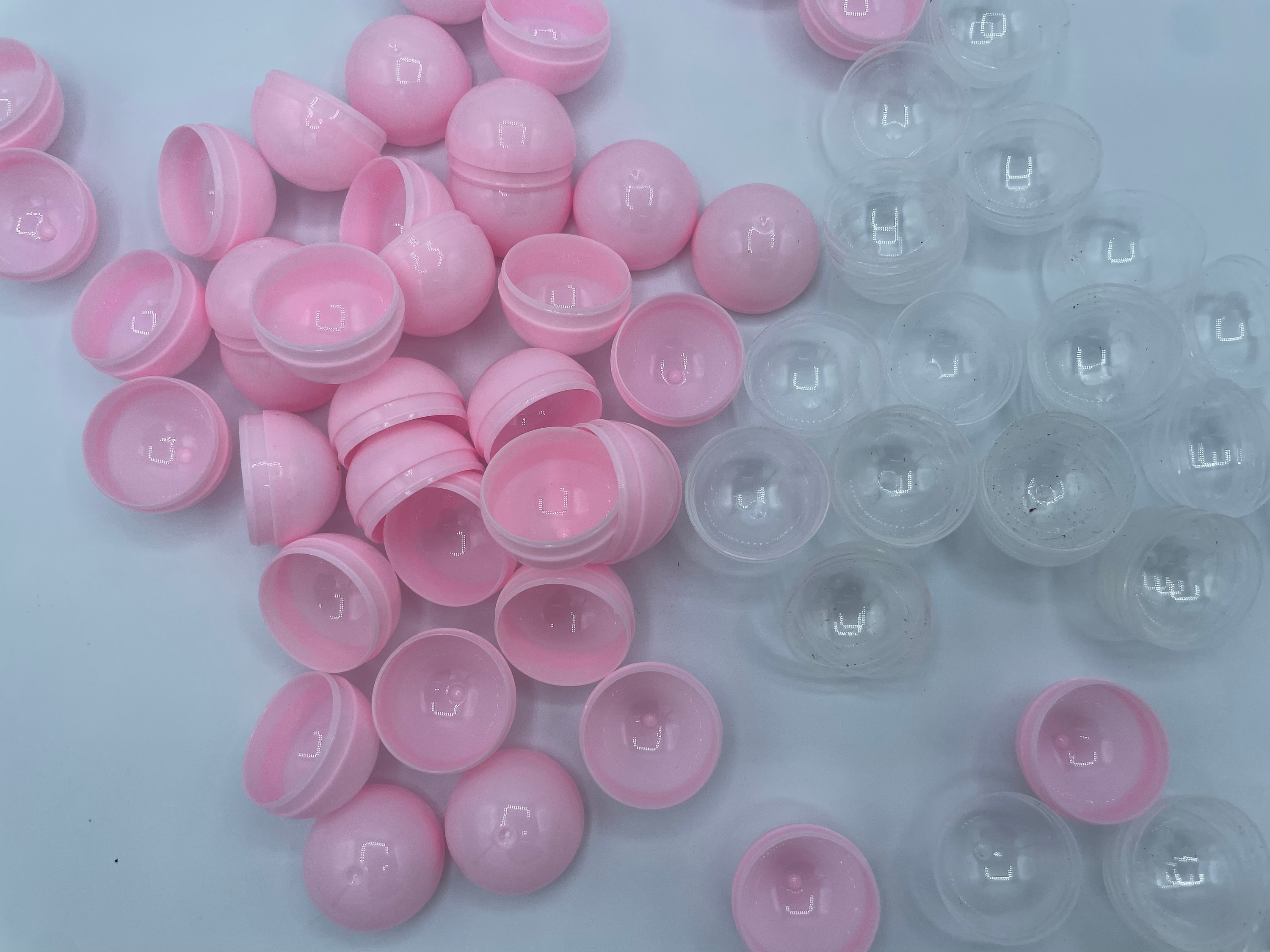 Empty Clear-lightpink Colored Round Capsules 1.1 Inch Bulk Pink Half ...