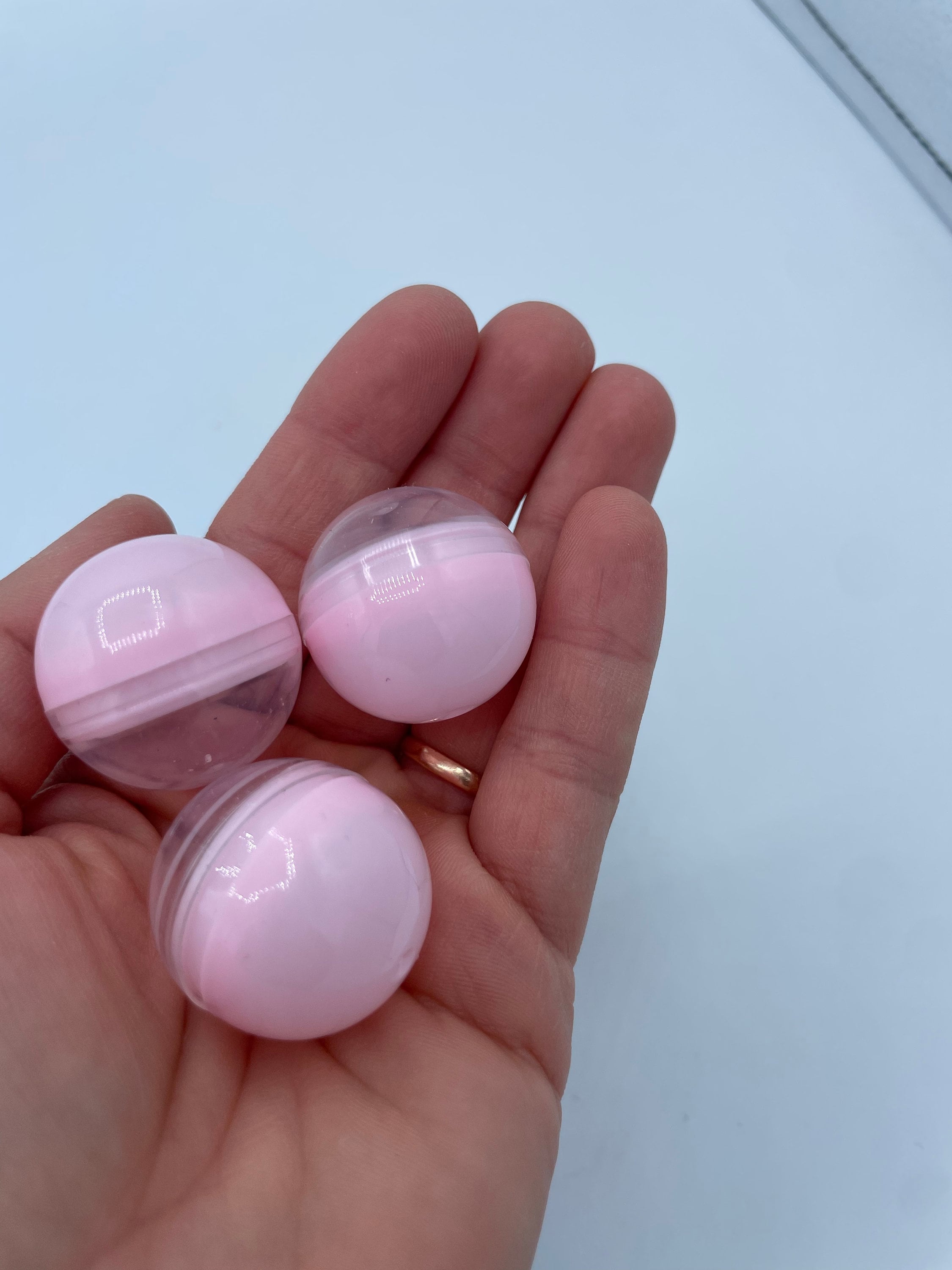 Empty Clear-lightpink Colored Round Capsules 1.1 Inch Bulk Pink Half ...