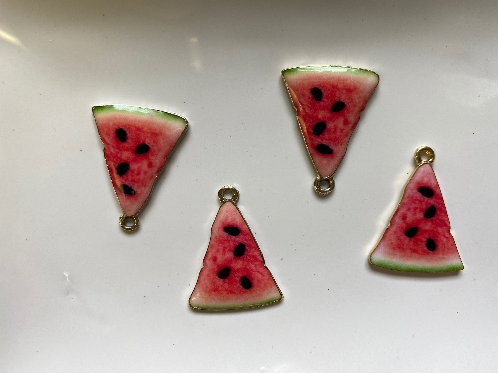 4 Pcs Red Watermelon Charms Fruit Gold Plated Enamel Charms - Etsy