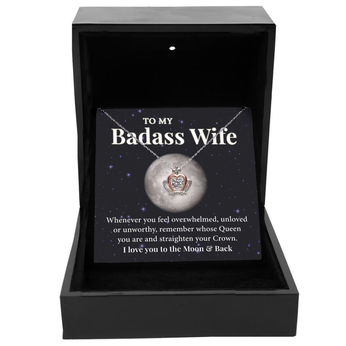 To My Badass Wife Crown Pendant Necklace Valentines Day Gift - Etsy