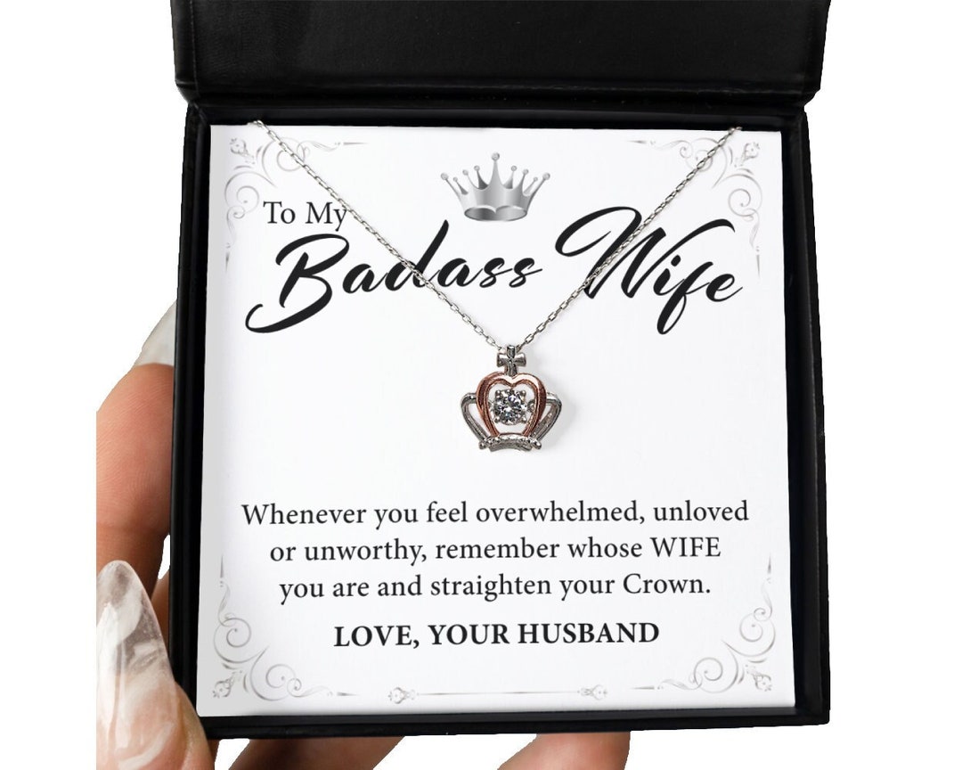 To My Badass Wife Crown Necklace, Gift for Wife Birthday, Anniversary ...