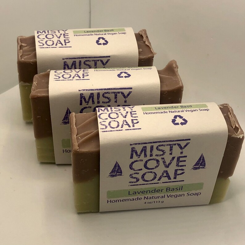 Lavender Basil Soap, Natural Vegan Soap, Essential Oil Soap, Purple and ...