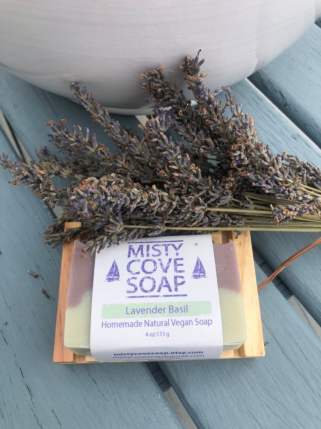 Lavender Basil Soap, Natural Vegan Soap, Essential Oil Soap, Purple and ...