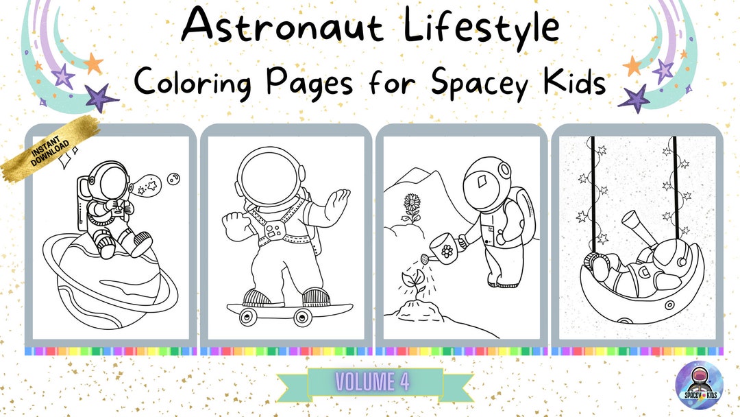 4 Cute Astronaut Space Coloring Sheets Pages for Kids | for Kids ...
