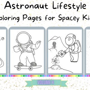 4 Cute Astronaut Space Coloring Sheets Pages for Kids | for Kids ...