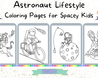 4 Cute Astronaut Space Coloring Sheets Pages for Kids | for Kids ...