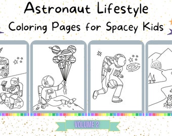 4 Cute Astronaut Space Coloring Sheets Pages for Kids | for Kids ...