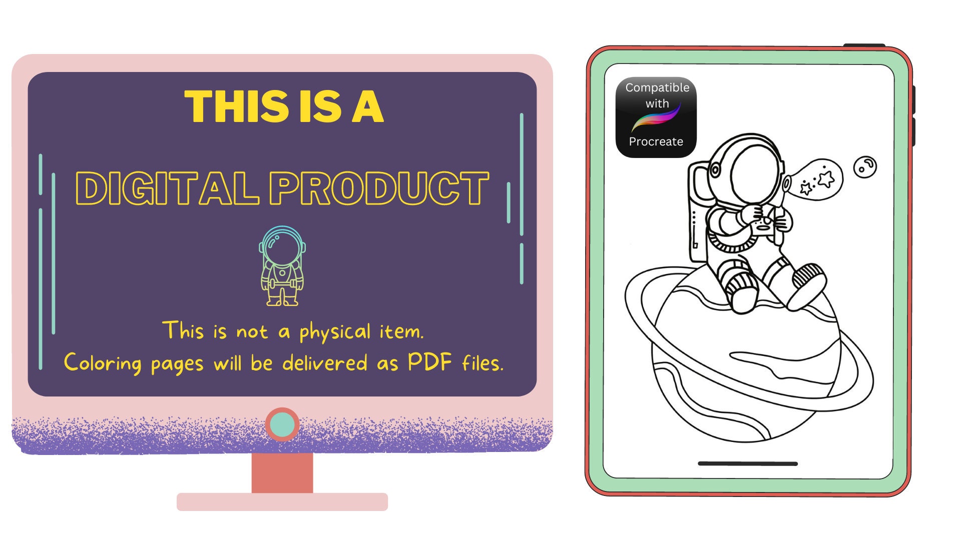 4 Cute Astronaut Space Coloring Sheets Pages for Kids | for Kids ...