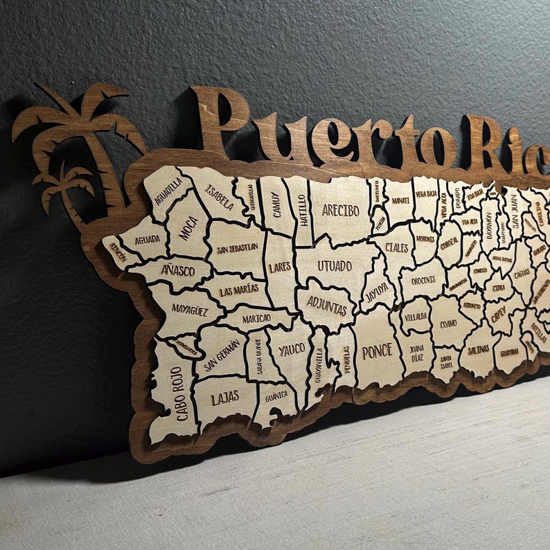 Puerto Rico 78 Municipalities Laser Cut Svg - Wooden Wall Art: Size 32 ...