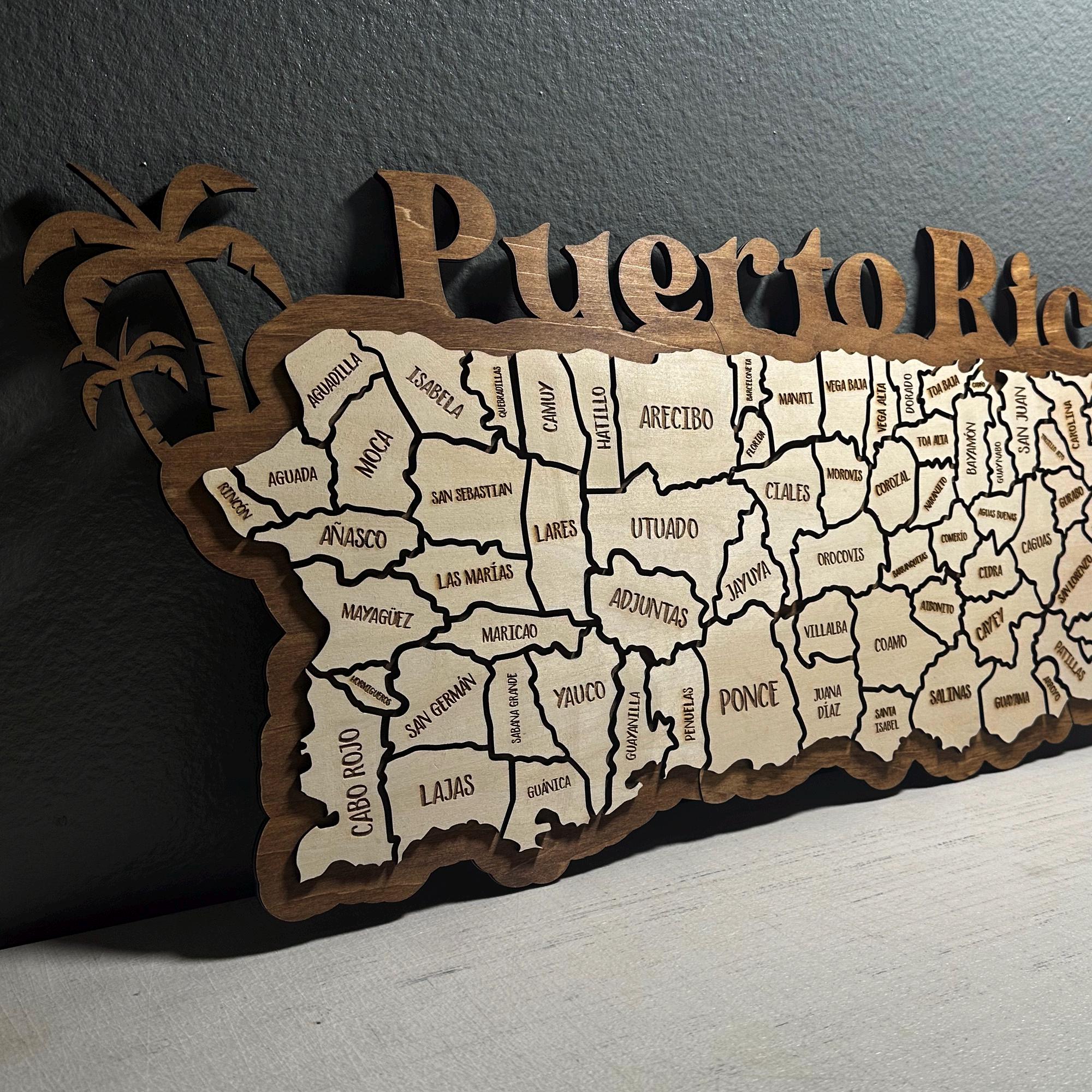 Puerto Rico 78 Municipalities Laser Cut Svg - Wooden Wall Art: Size 32 ...