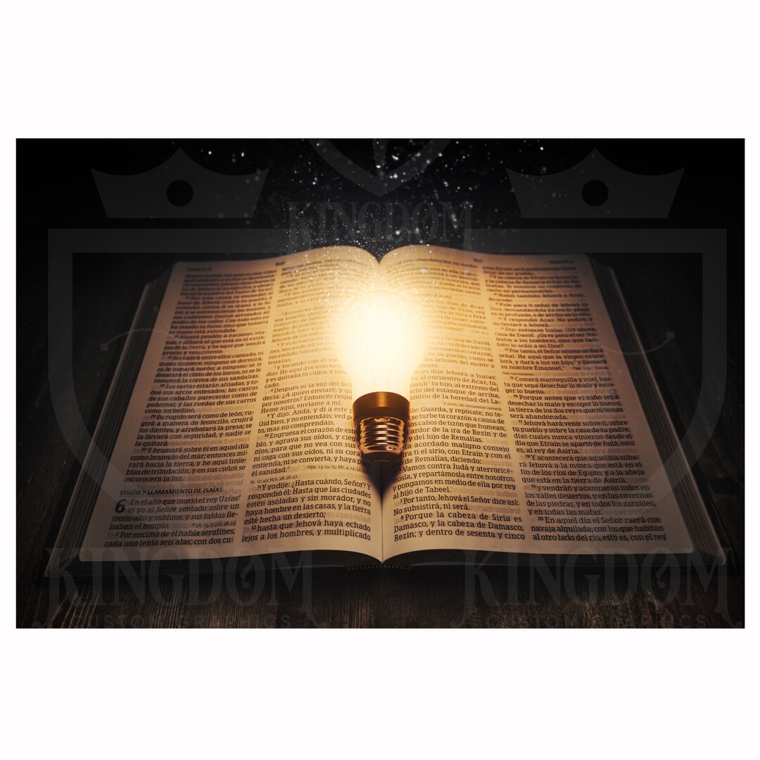 Light Bulb Lighting up an Open Bible - Etsy
