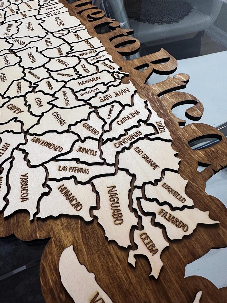 Puerto Rico 78 Municipalities Laser Cut Svg - Wooden Wall Art: Size 32 ...