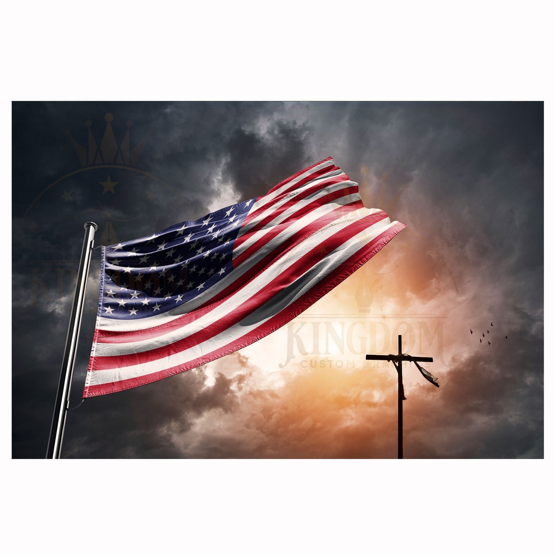 United States Flag With Christian Cross. JPG File. - Etsy