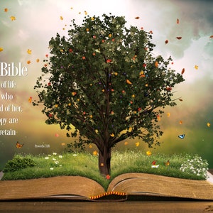 Art of a Tree Growing on a Holy Bible. Print Poster. Wall Decor. - Etsy