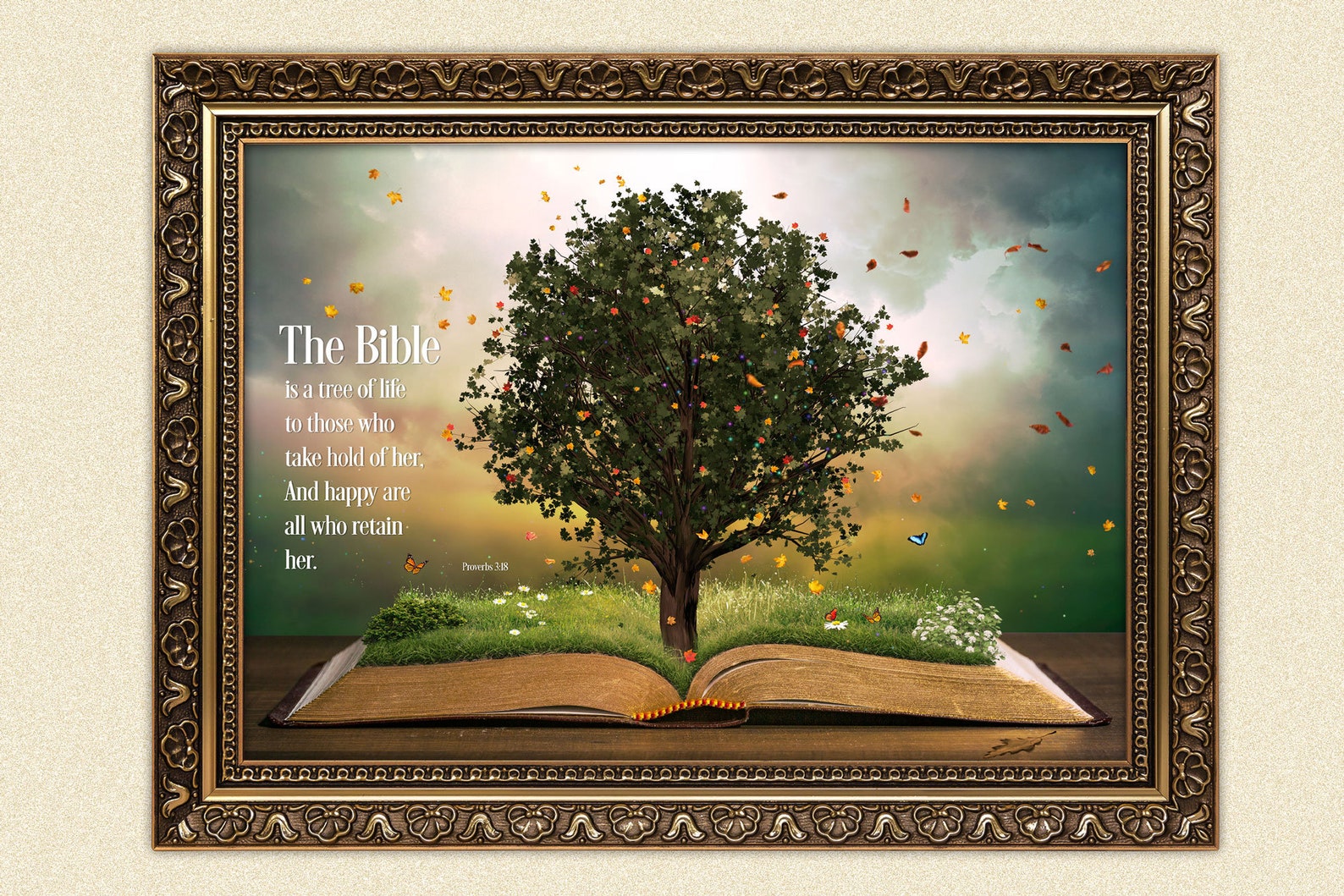 Art of a Tree Growing on a Holy Bible. Print Poster. Wall Decor. - Etsy