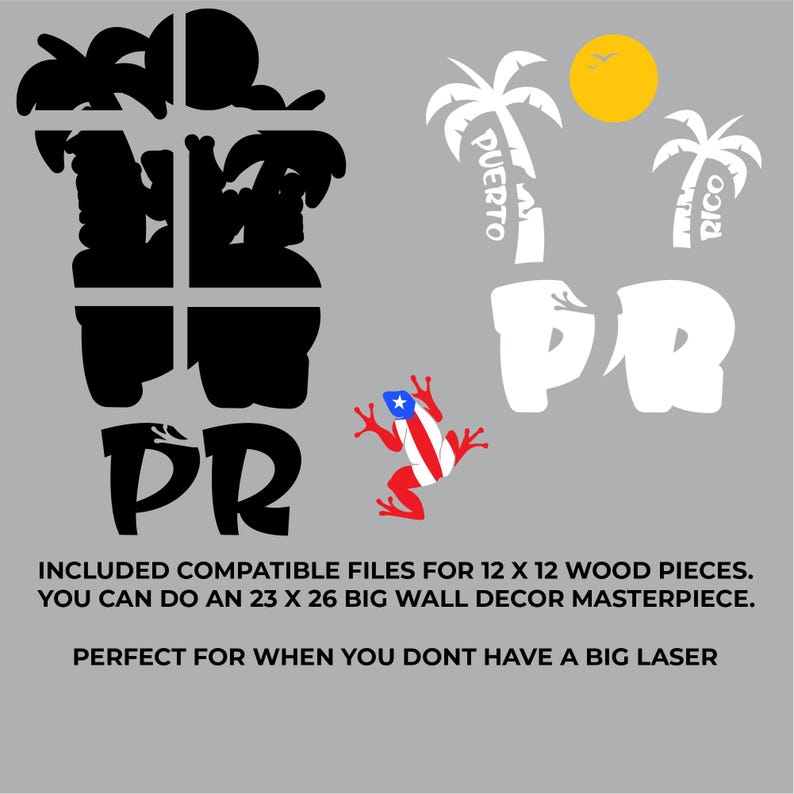 Puerto Rico Two Palms & Coqui Custom Artwork Laser Cut Ready Svg ...